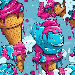 PNG Seamless Patterns Ice Cream Graffiti Digital Paper 5 Designs ...