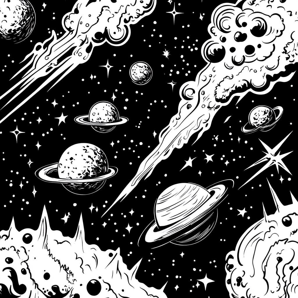 Space Coloring Pages: Stars, Planets, Galaxies (PNG, Instant Download ...