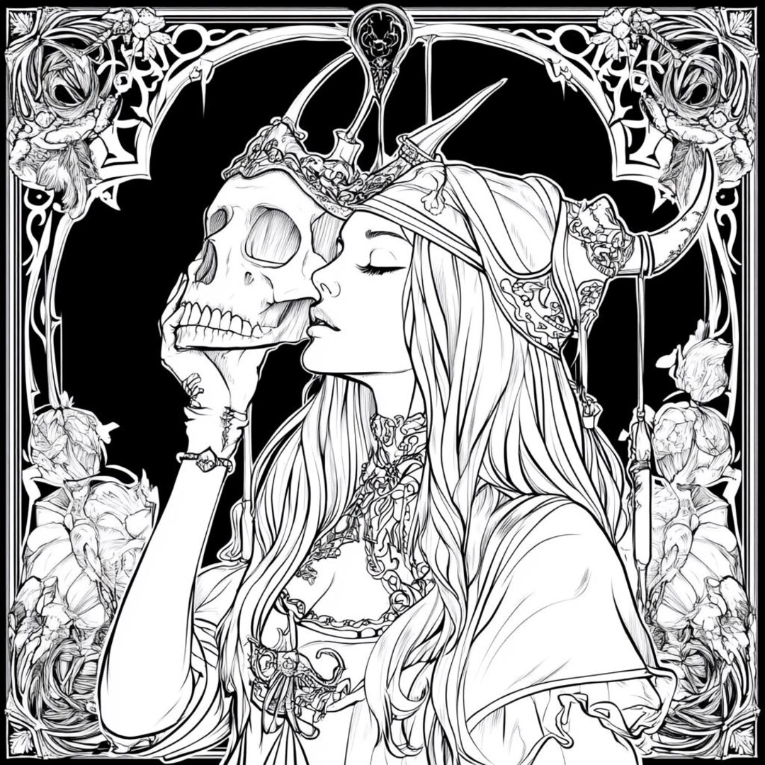 Gothic Printable Coloring Pages | PNG Format | Instant Download | 5 ...