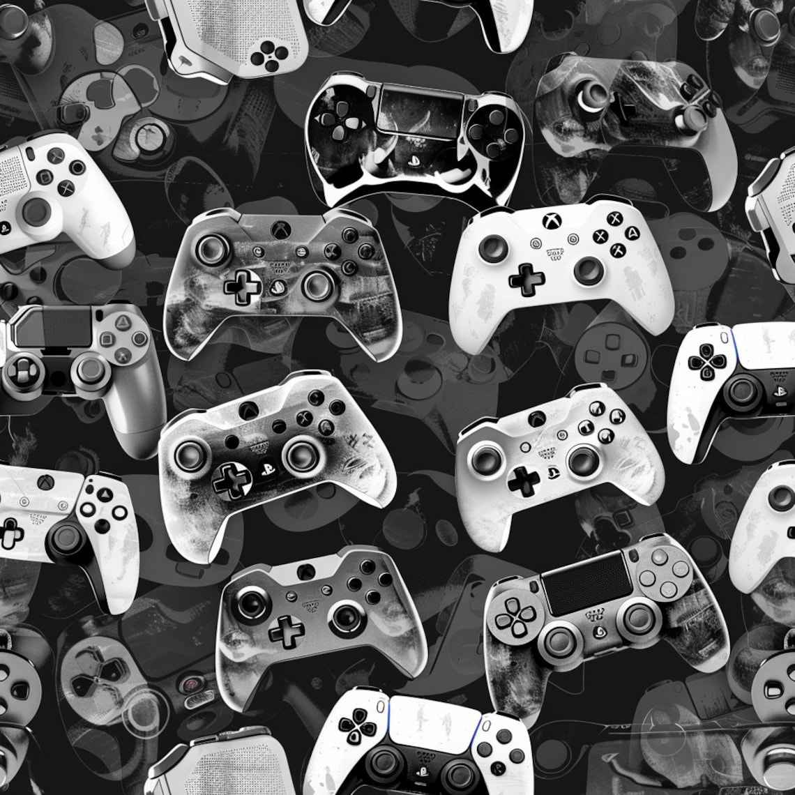 PNG Seamless Patterns Video Game Controller Digital Scrapbook Paper 4 ...