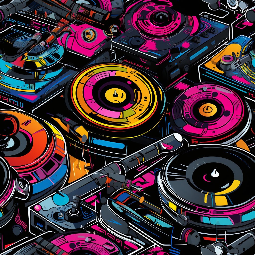 PNG Seamless Patterns Graffiti DJ Turntables Graffiti Digital Paper 4 ...