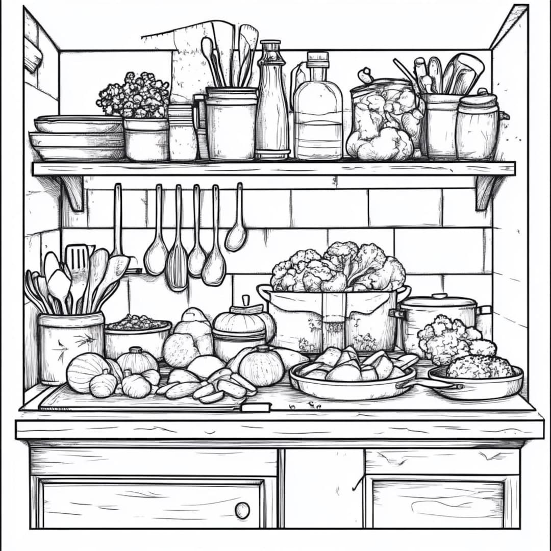 Cooking Coloring Pages | Printable PNG | Instant Download | 5 Pages ...