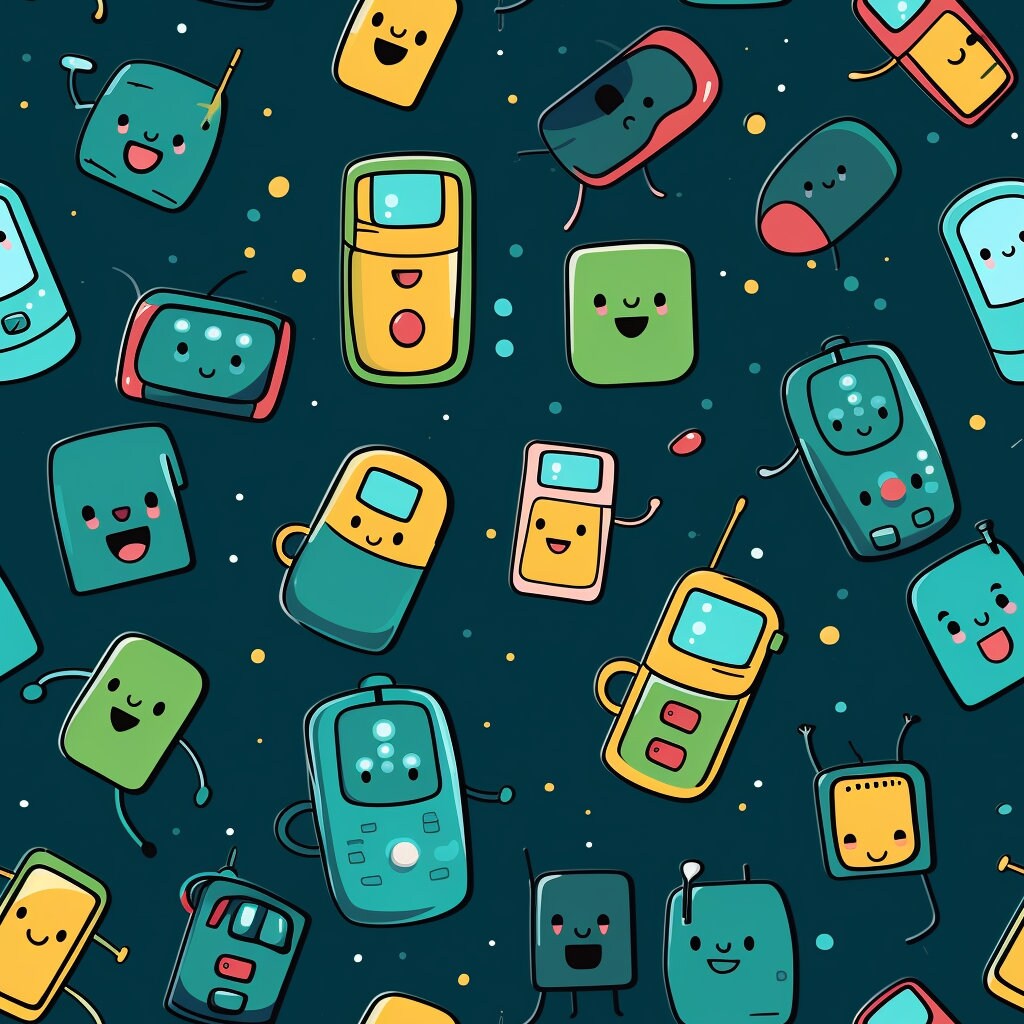 Cute Cell Phones Pattern, Colorful Tile Digital Paper (PNG) - Etsy