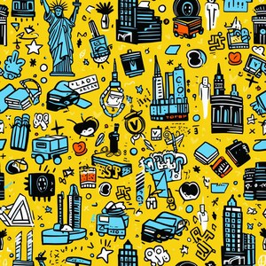 Seamless Patterns Colorful New York City NYC Colorful Graffiti Digital ...
