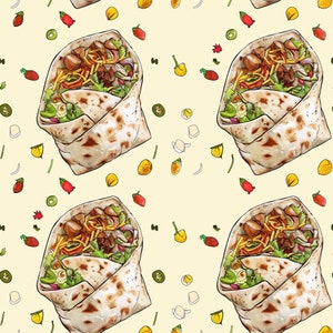 PNG Seamless Patterns Burritos Digital Paper 5 Designs Wallpaper Tile ...