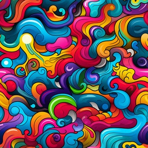 Rainbow Graffiti Seamless Pattern: Colorful Digital Paper (PNG) - Etsy