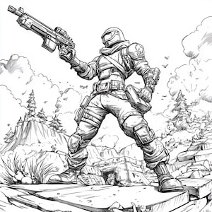 Action Video Game Printable Coloring Pages | PNG | Instant Download | 5 ...