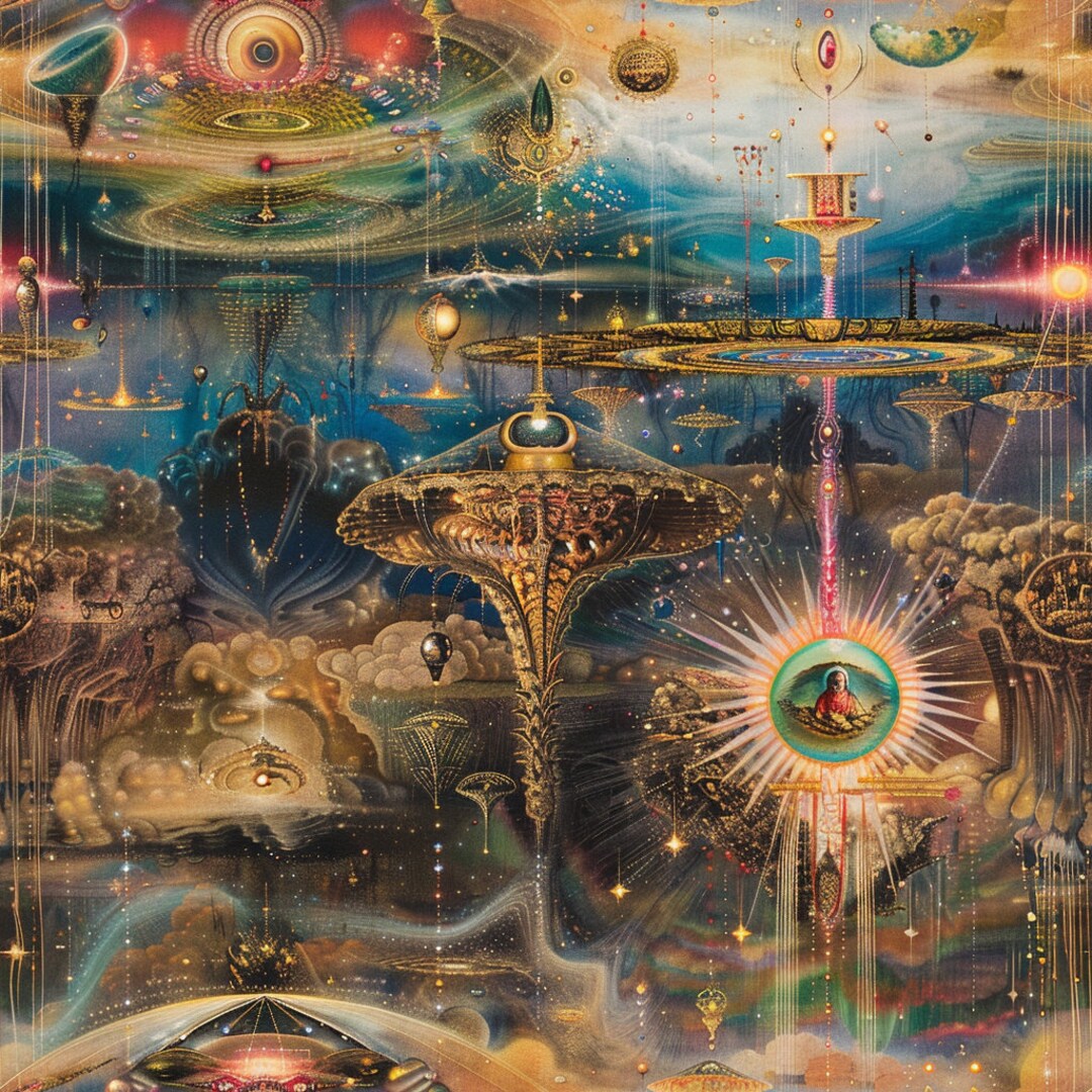 Cosmic Religion Seamless Pattern: Digital Paper, Fabric Tile (PNG ...