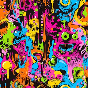 PNG Seamless Patterns Acid Trip Graffiti Digital Paper 5 Designs ...