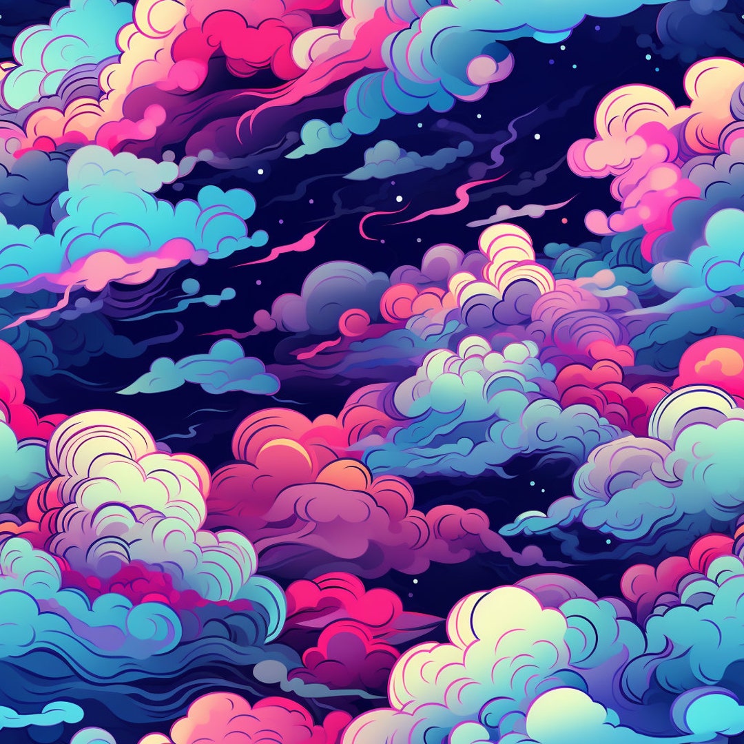 PNG Seamless Patterns Colorful Graffiti Clouds Detailed Digital Paper 5 ...