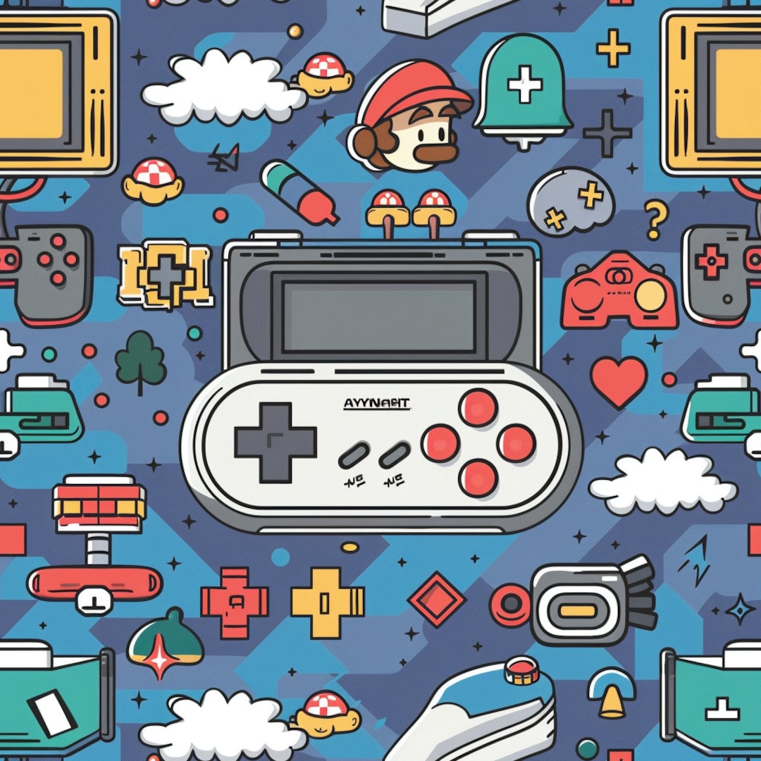 Retro Video Games Seamless Patterns Graffiti Digital Paper 5 Designs ...