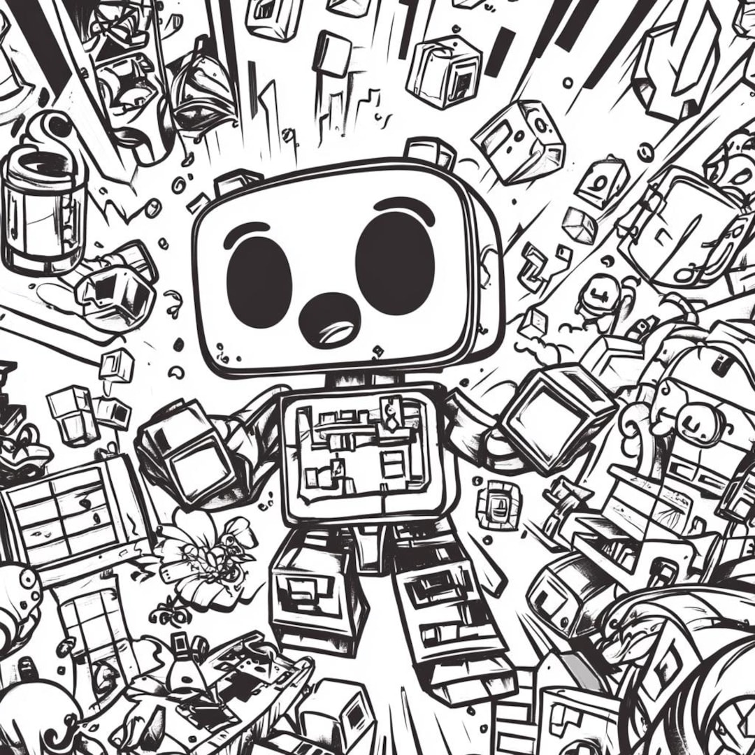 Block Video Game Printable Coloring Pages PNG Instant Download 5 Pages ...