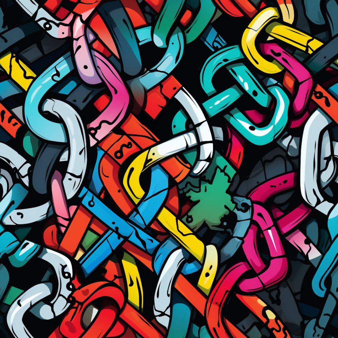 Seamless Patterns Chain Link Pattern Colorful Graffiti Digital Paper 5 ...