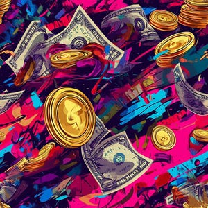 PNG Seamless Patterns Money Graffiti Digital Paper 5 Tile Designs - Etsy