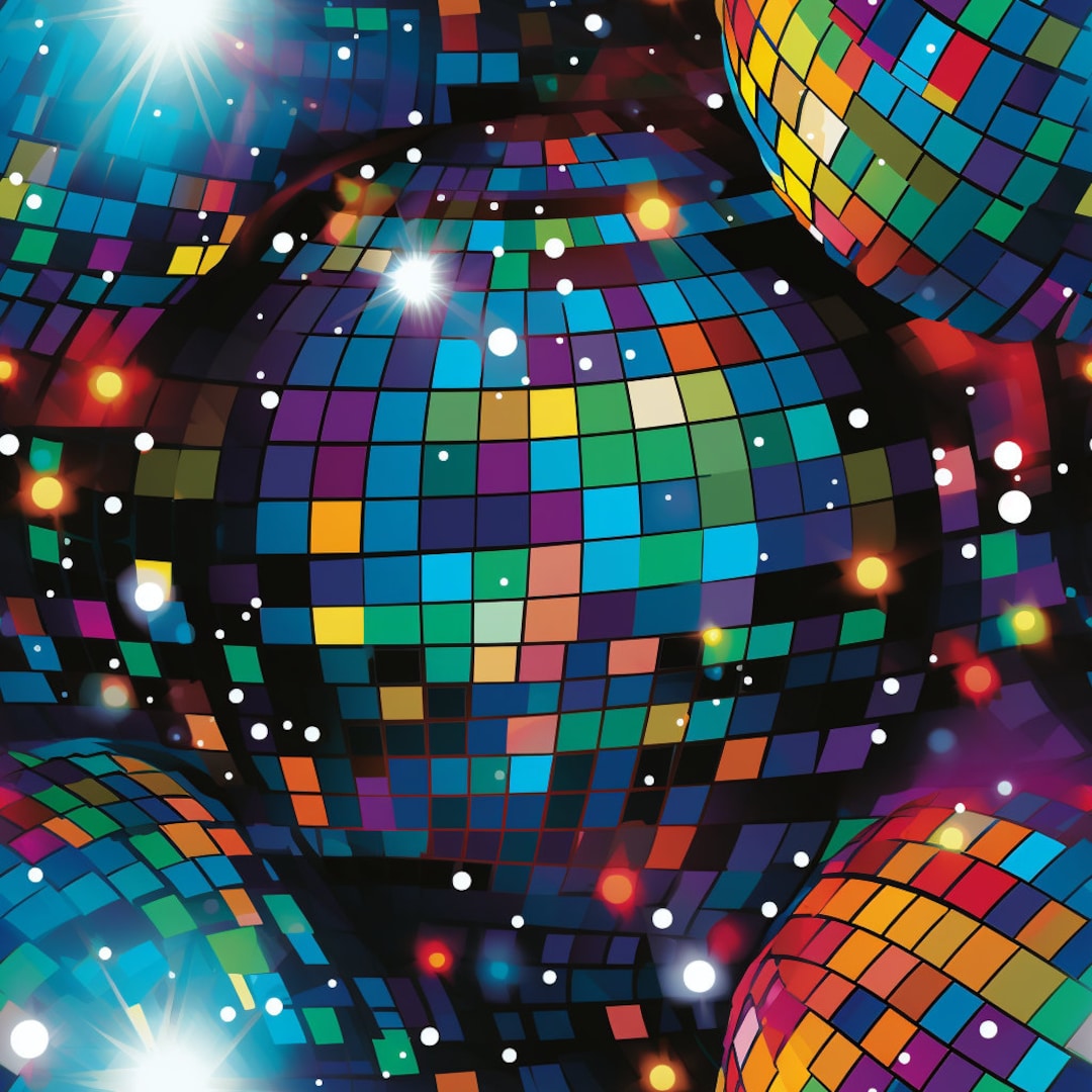 PNG Seamless Patterns Groovy Disco Ball Digital Paper 5 Designs ...