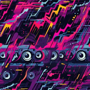 Retro Sound Waves Graffiti Seamless Pattern: Colorful Audio Designs ...
