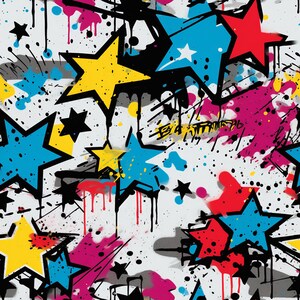 PNG Seamless Patterns Graffiti Stars Graffiti Digital Paper 4 Designs ...