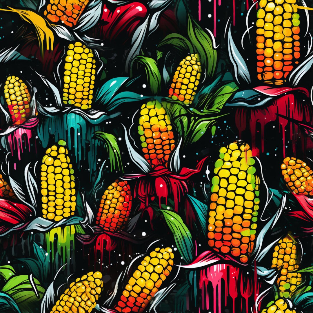 Corn Seamless Patterns Colorful Graffiti Digital Scrapbook Paper 5 ...