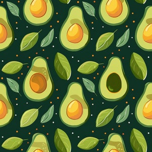 PNG Seamless Patterns Avocados Digital Paper 5 Designs Wallpaper Tile ...