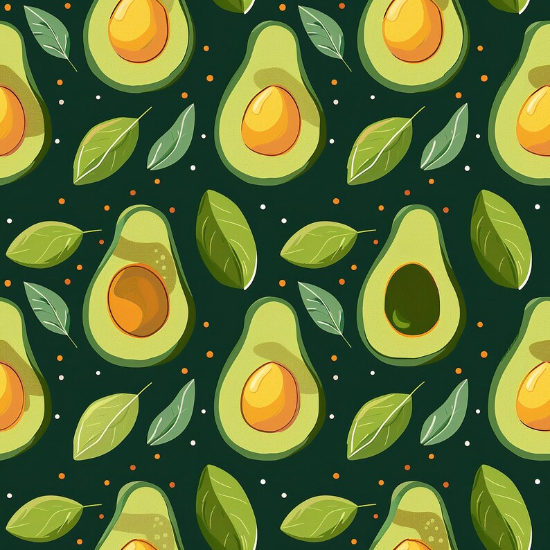 Avocado Seamless Pattern: Food Digital Paper (PNG) - Etsy
