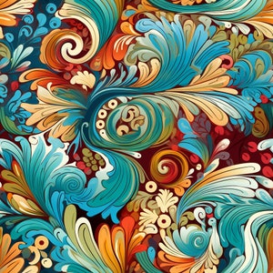 PNG Seamless Patterns Paisley Texture Colorful Graffiti Digital Paper 4 ...