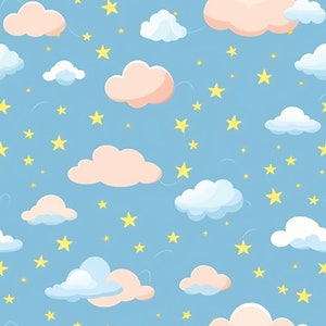 PNG Seamless Patterns Sky Digital Paper 5 Designs Vibrant Cloud ...