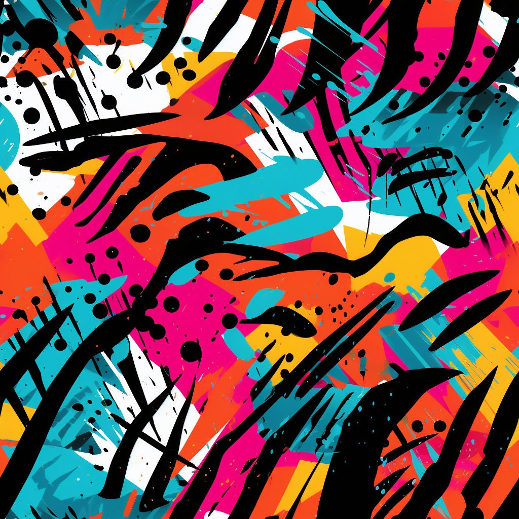 Zebra Print Graffiti Seamless Pattern: Colorful Digital Paper (PNG, 5 ...