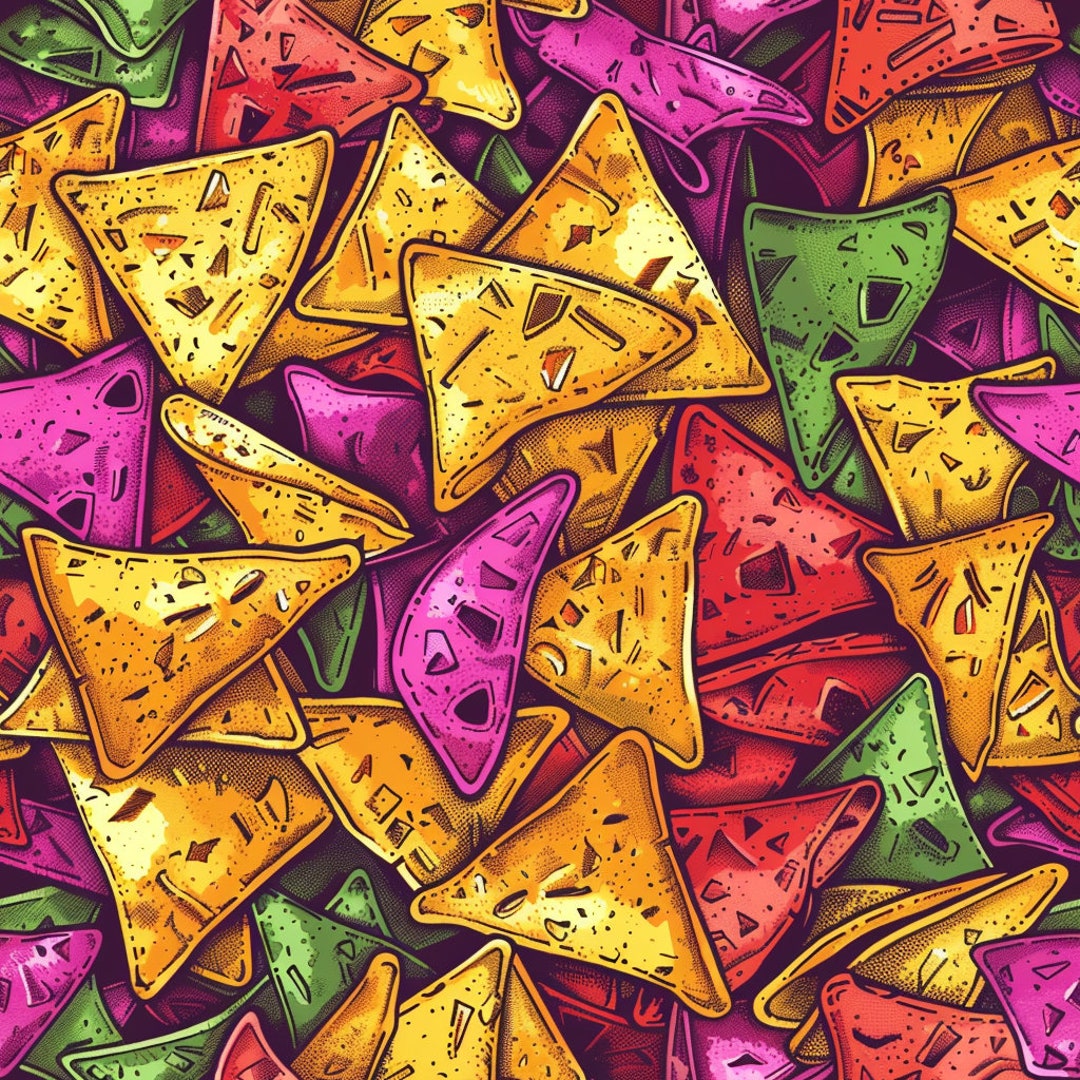 Nachos Seamless Patterns Graffiti Digital Scrapbook Paper 5 Designs ...