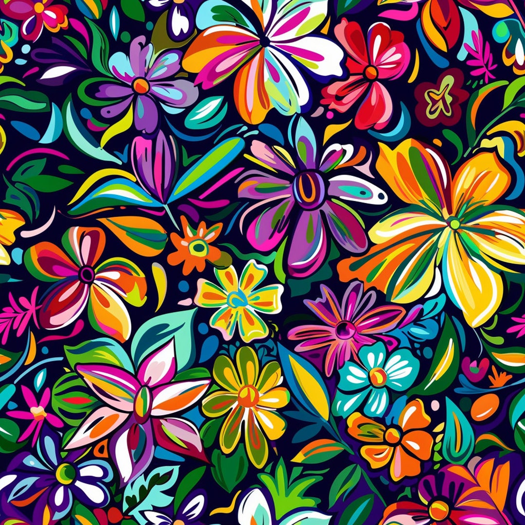 Seamless Pattern Tiles Graffiti Flower Garden Colorful Graffiti Digital ...