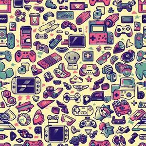 PNG Seamless Patterns Retro Video Games Graffiti Digital Paper 5 ...