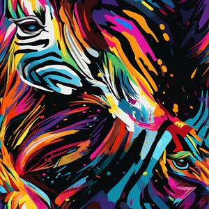 Zebra Print Graffiti Seamless Pattern: Colorful Digital Paper (PNG, 5 ...