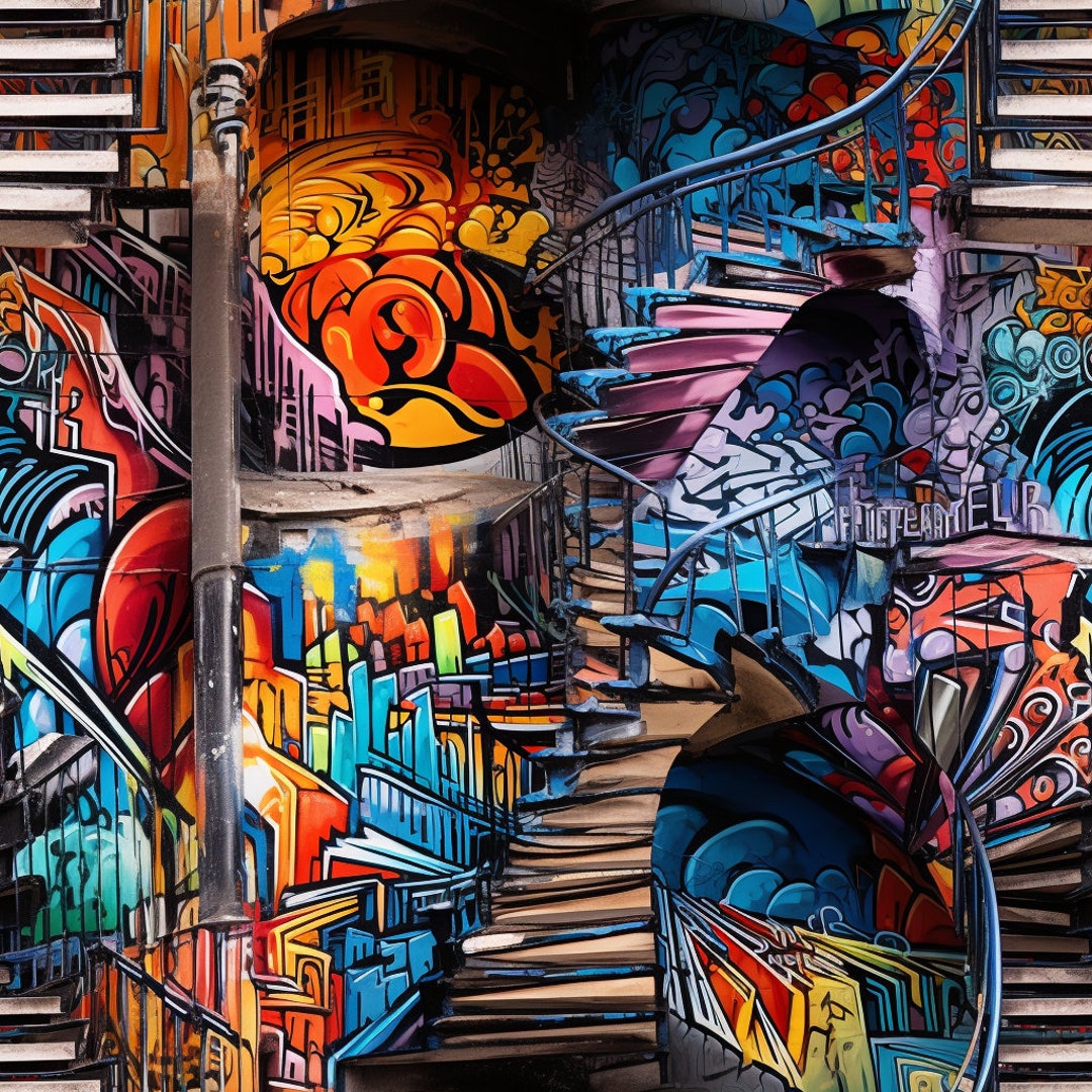 PNG Seamless Patterns Graffiti Staircases Digital Paper 5 Designs ...