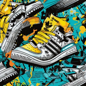 Seamless Patterns Hip-hop Sneakers Kicks Shoes Colorful Graffiti ...