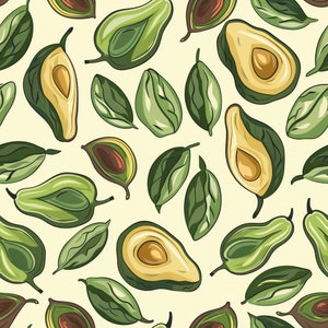 PNG Seamless Patterns Avocados Digital Paper 5 Designs Wallpaper Tile ...