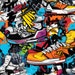 Seamless Patterns Hip-hop Sneakers Kicks Shoes Colorful Graffiti ...