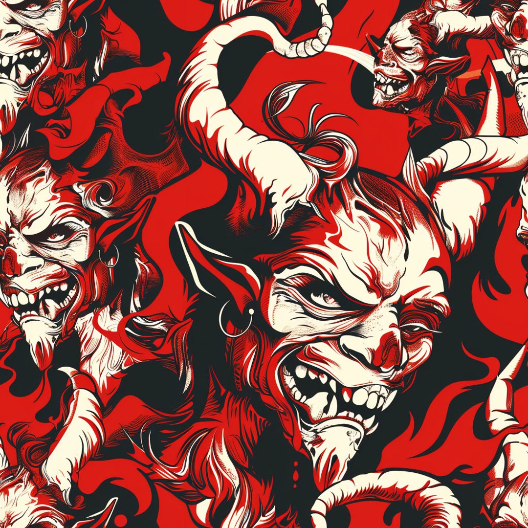 PNG Seamless Patterns the Devil Detailed Digital Paper 5 Designs ...