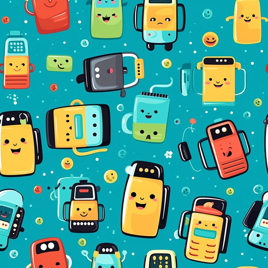 Cute Cell Phones Pattern, Colorful Tile Digital Paper (PNG) - Etsy