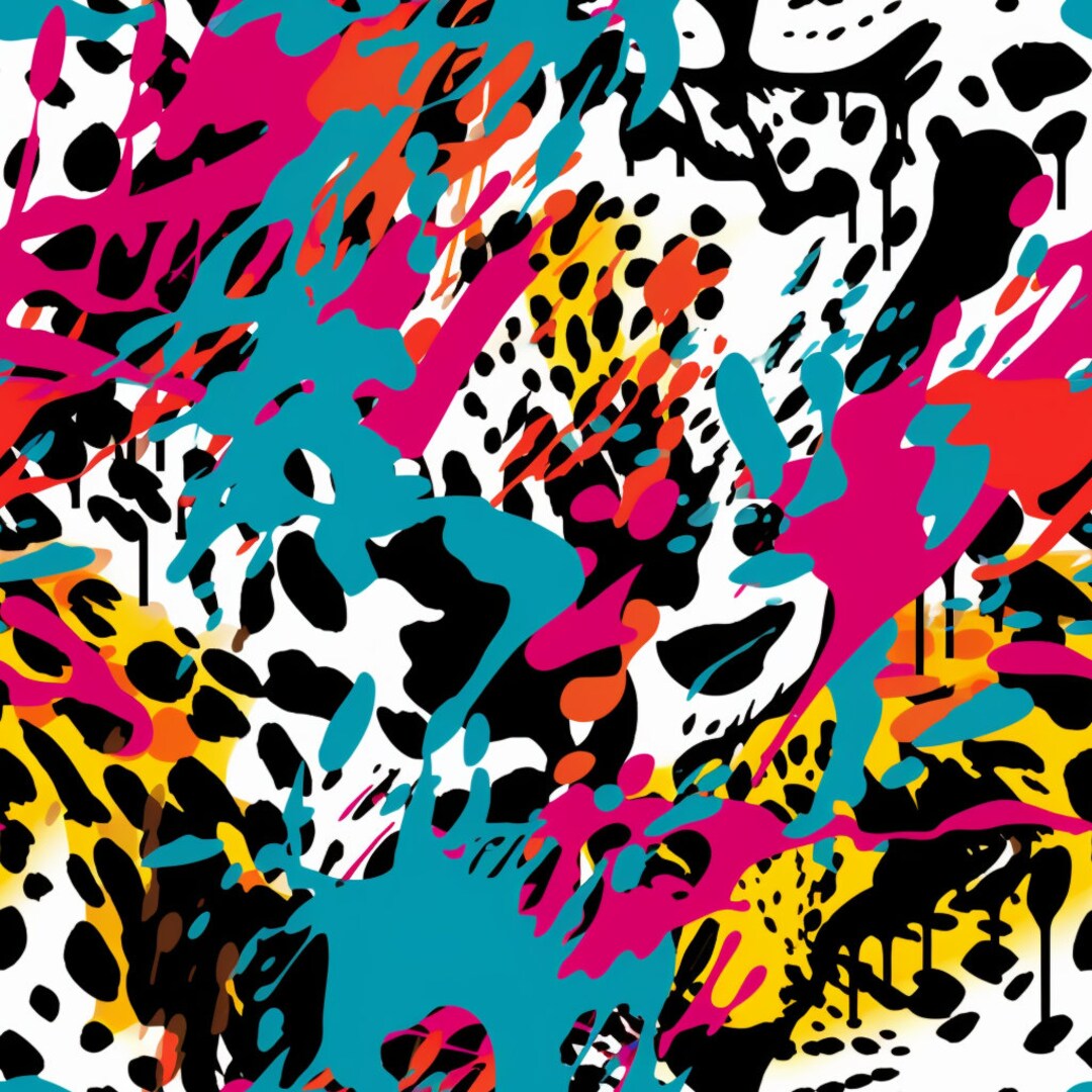 PNG Seamless Patterns Leopard Print Colorful Graffiti Digital Paper 5 ...