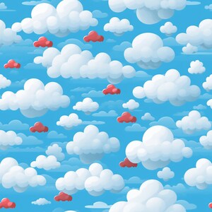 PNG Seamless Patterns Video Game Clouds Digital Paper 5 Designs 8 Bit ...