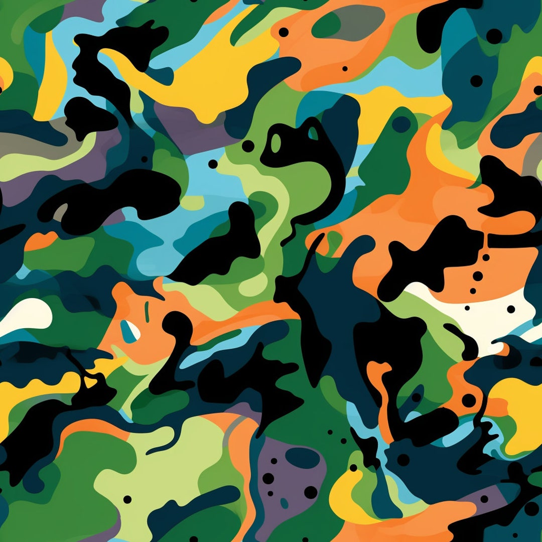 Seamless Patterns Camoflauge Texture Colorful Digital Paper 5 Designs ...