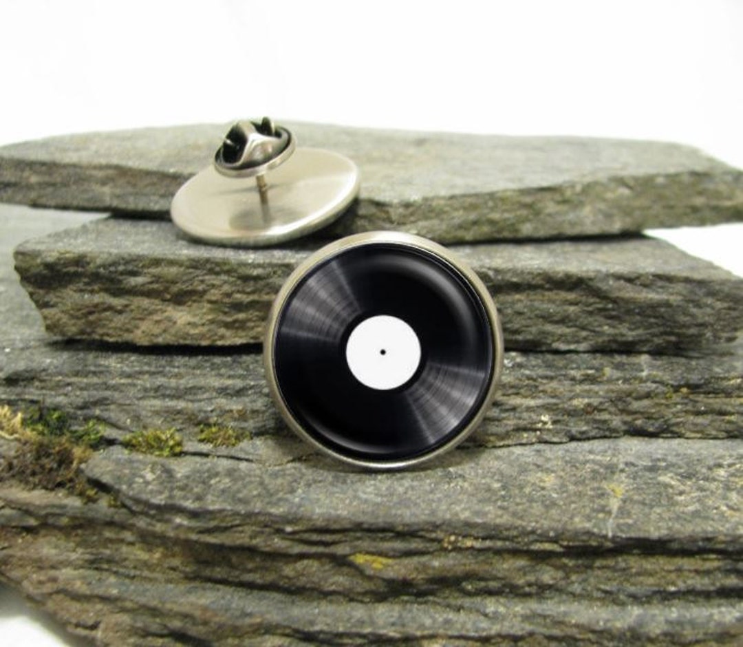 Record Pin Gold or Silver Large or Small Record Lapel Pin - Etsy