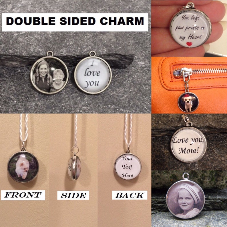 TWO SIDED Photo Round Charm Two Sided Charm Custom Photo - Etsy