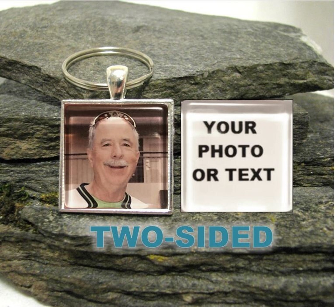 Two-sided 25mm/1 Inch Custom Photo Keychain, Memorial Keychain, Square ...