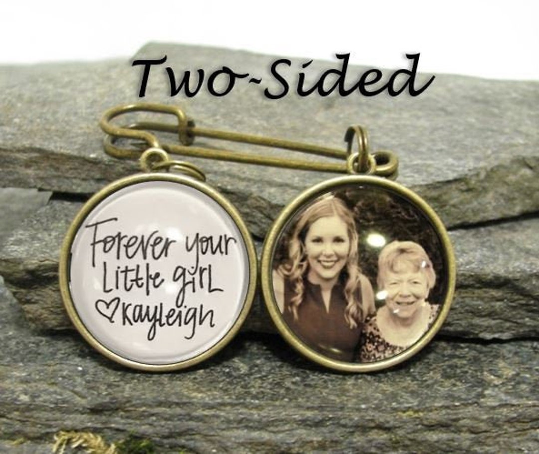 TWO-SIDED Photo Pin Boutonniere Pin Silver or Gold Photo - Etsy