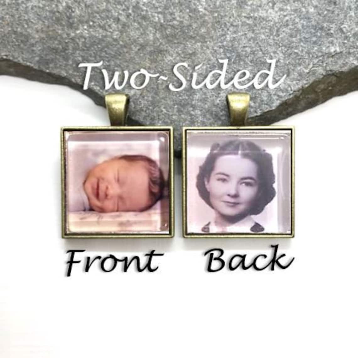 TWO-SIDED Photo charm Two sided Charm 2 sided square charm | Etsy