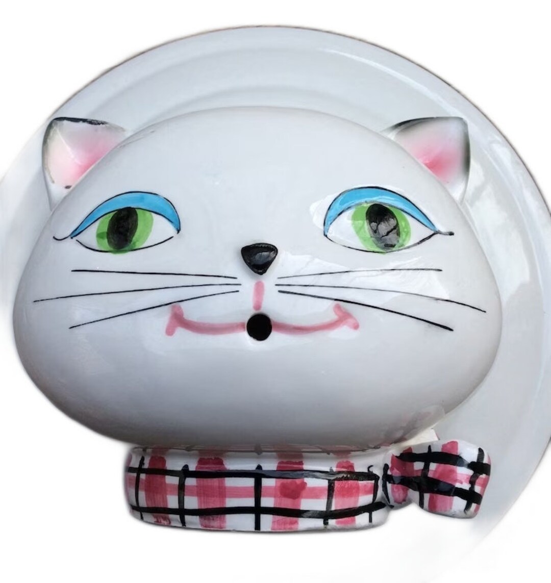 Vintage Holt Howard Cozy Cat Face String Holder MCM, White Kitten ...