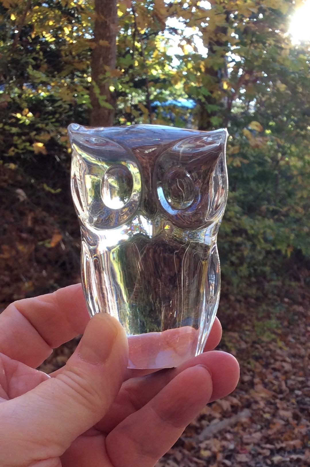 Vintage Crystal Glass Owl Paperweight Stolzle Kristall Austria ...