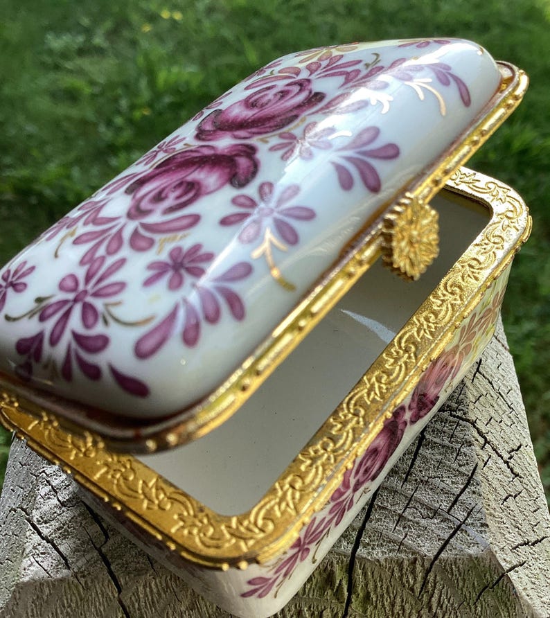 Vintage Porcelain Hinged Trinket Cases Pill Boxes Organizers Lidded ...