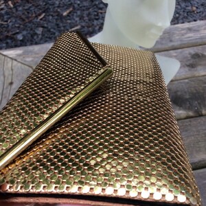 Vintage Gold Mesh Wallet Clutch Purse Wedding Accessories, Mid Century ...