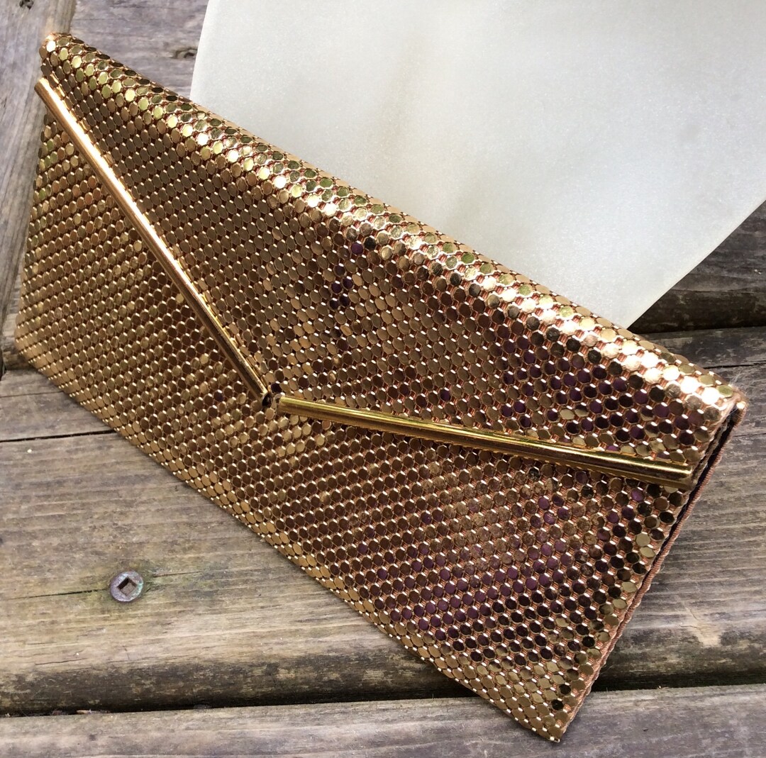 Vintage Gold Mesh Wallet Clutch Purse Wedding Accessories, Mid Century ...